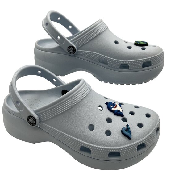 CROCS | Shoes | Crocs Womens W9 Classic Clogs Shark Wave Planet Charms ...